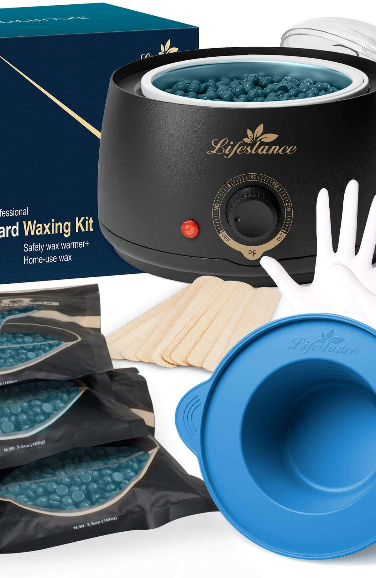 Lifestance Waxing Kit - White Wax Warmer for Hair Removal Hard Wax Kit