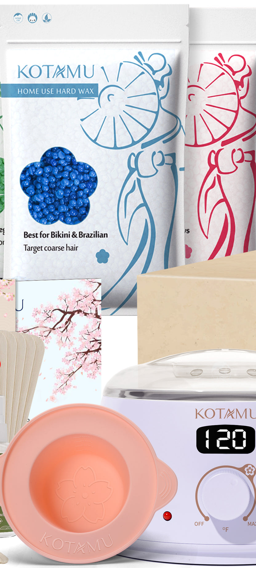 KOTAMU Purple Waxing Kit, Wax Warmer for Hair Removal, Digital Wax Kit