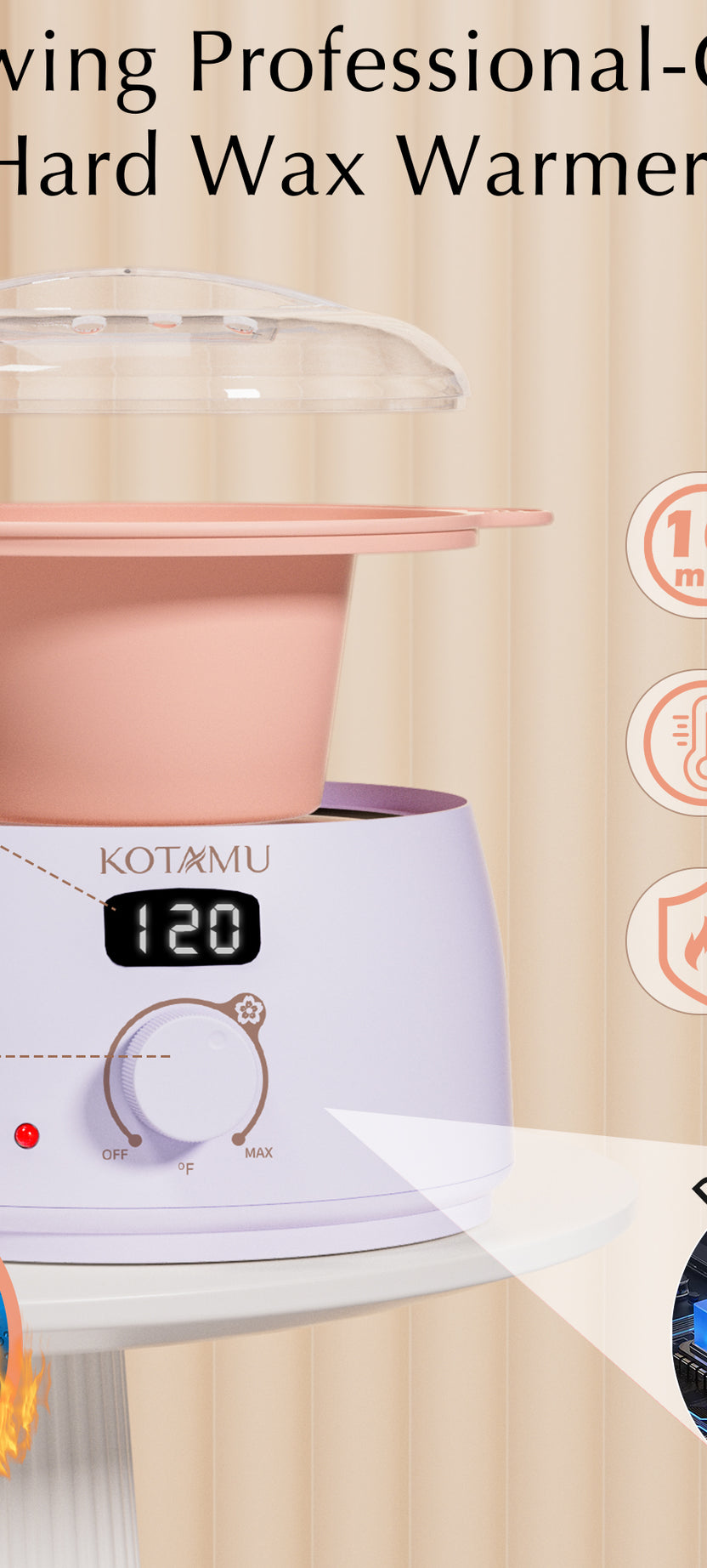 KOTAMU Purple Waxing Kit, Wax Warmer for Hair Removal, Digital Wax Kit