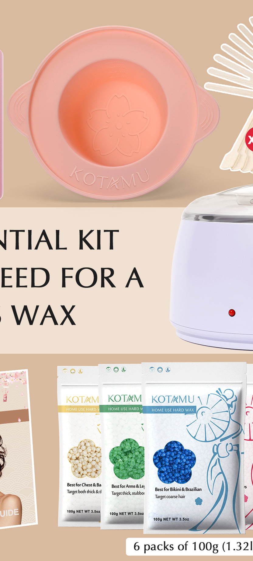 KOTAMU Purple Waxing Kit, Wax Warmer for Hair Removal, Digital Wax Kit